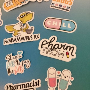 Pharmacist Pharmacy Tech Gifts Pharmacy Technician Stickers Pack Pharma ...