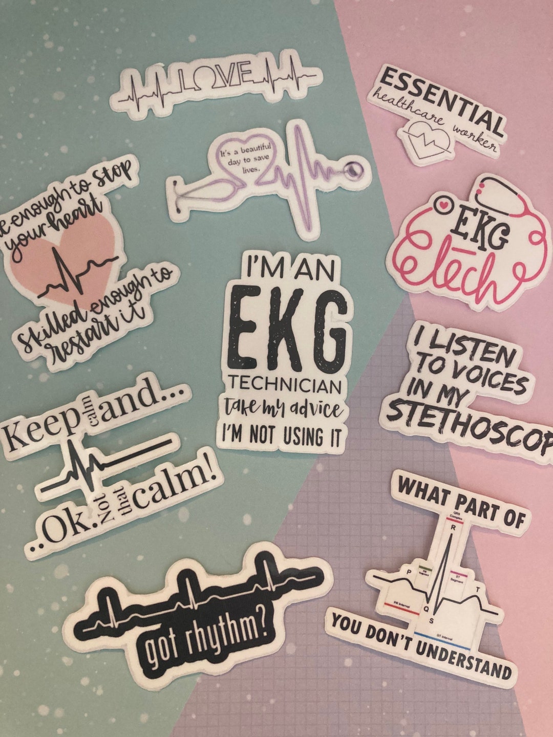 EKG Tech Gifts | EKG Tech Tumbler Decals | EKG Technician Stickers | 10 ...