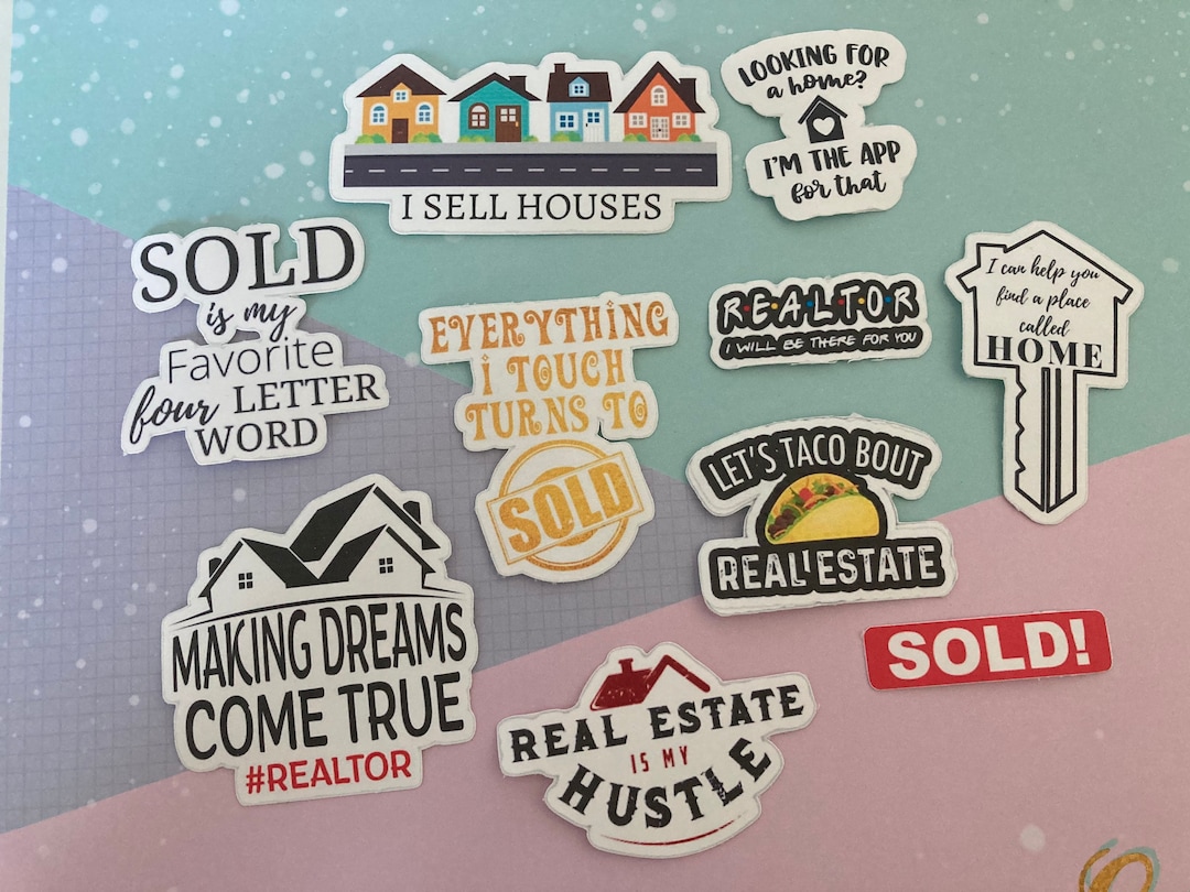 Realtor Stickers Real Estate Gift Ideas Vinyl Matte Home Sold | 10 Pcs ...