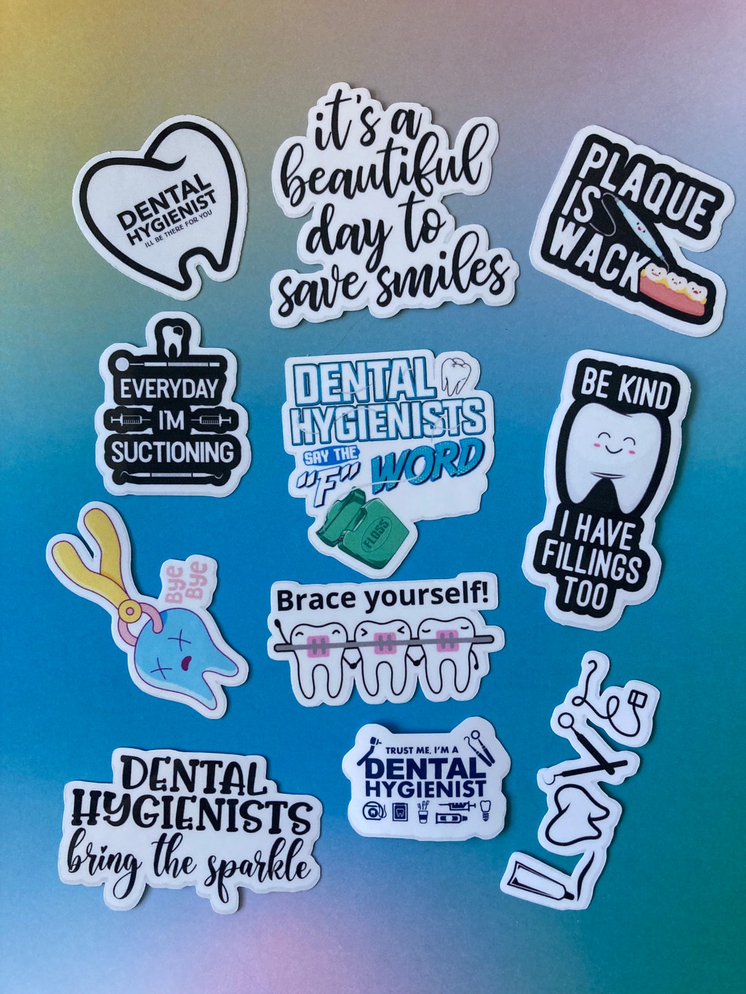 Dental Hygienist Gift | Stickers Gift Set | Funny Dental Hygienist ...