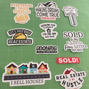 Realtor Stickers Real Estate Gift Ideas Vinyl Matte Home Sold | 10 Pcs ...