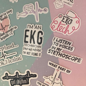 EKG Tech Gifts | EKG Tech Tumbler Decals | EKG Technician Stickers | 10 ...