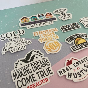 Realtor Stickers Real Estate Gift Ideas Vinyl Matte Home Sold | 10 Pcs ...