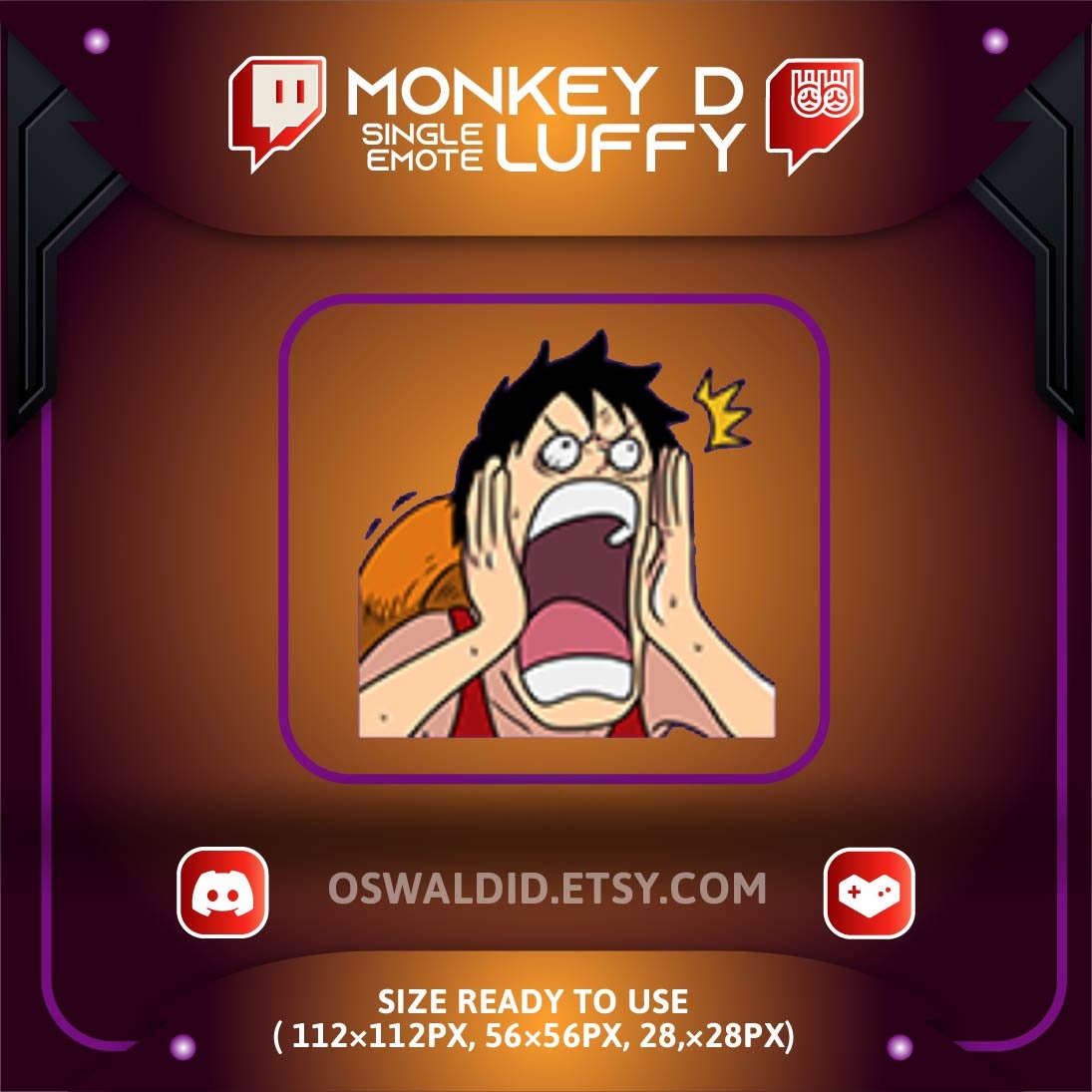 Monkey D Luffy Onepiece Emote Shock Twitch Monkey Emote | Etsy UK