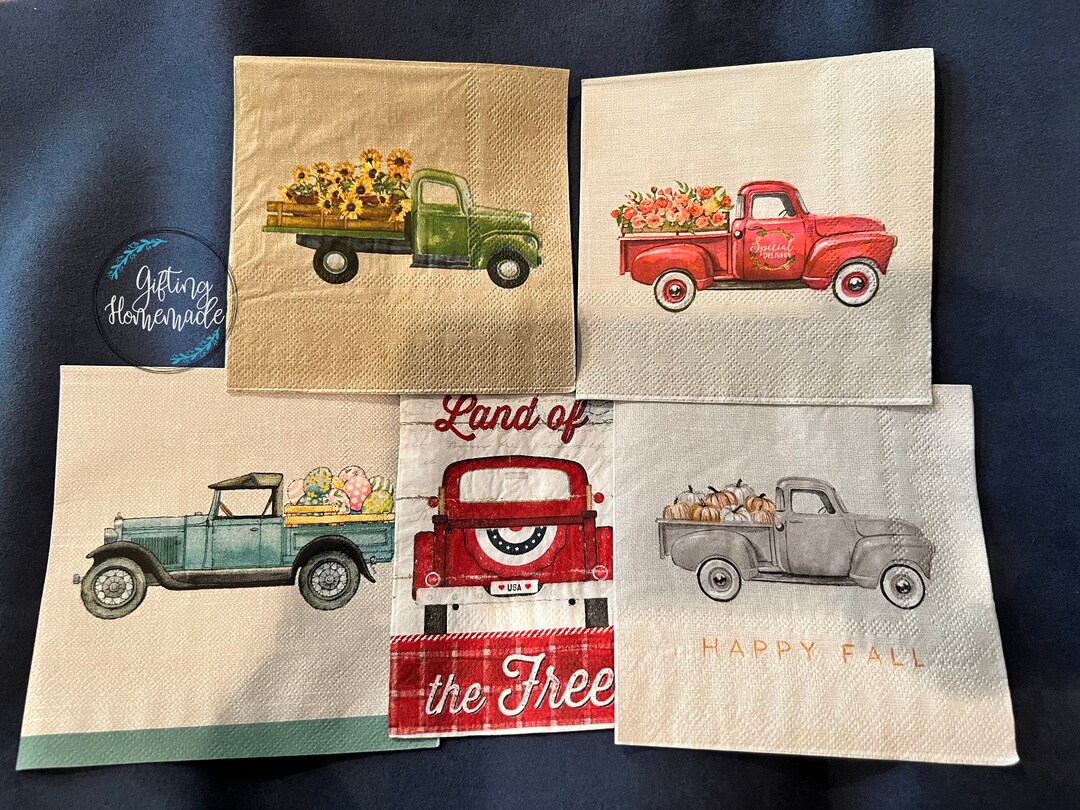 Napkins for Decoupage Vintage Truck Paper Napkins Junk Journaling ...