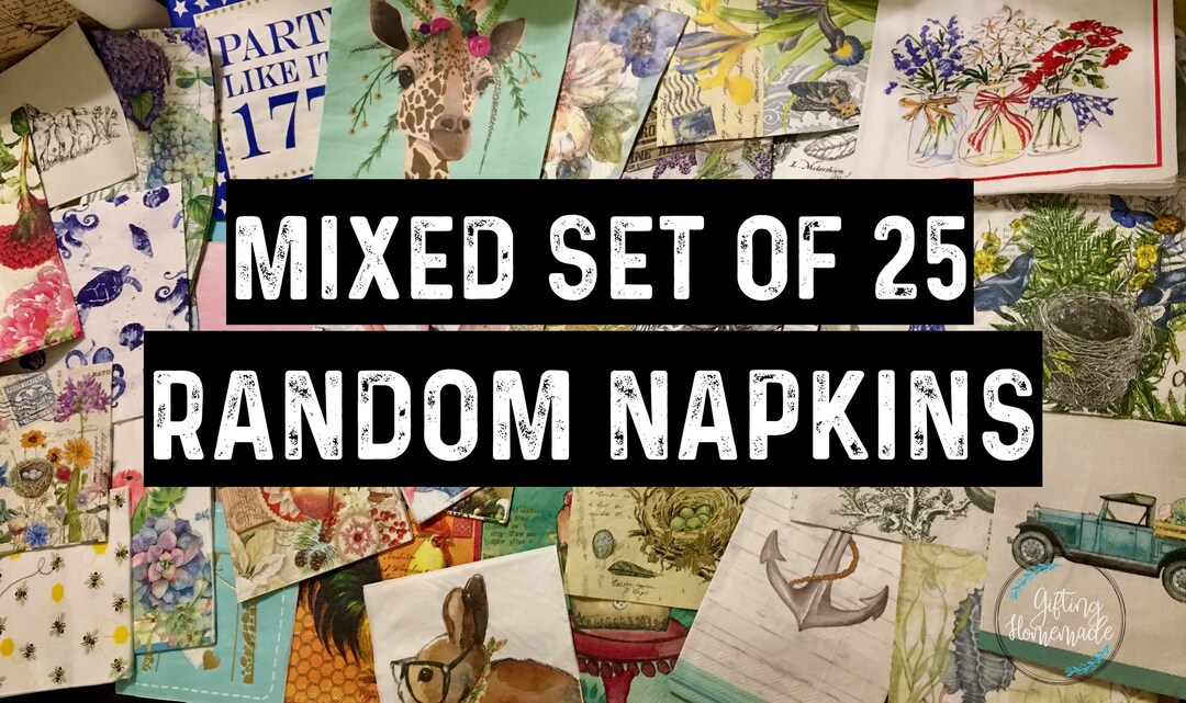 25 Napkins Decoupage Random Mixed Set Paper Napkins Junk Journaling ...