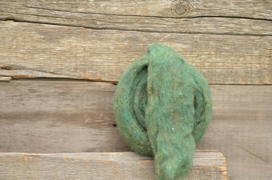 Local Dark Green Wool for Needle Felting, Dark Green Canadian Roving ...