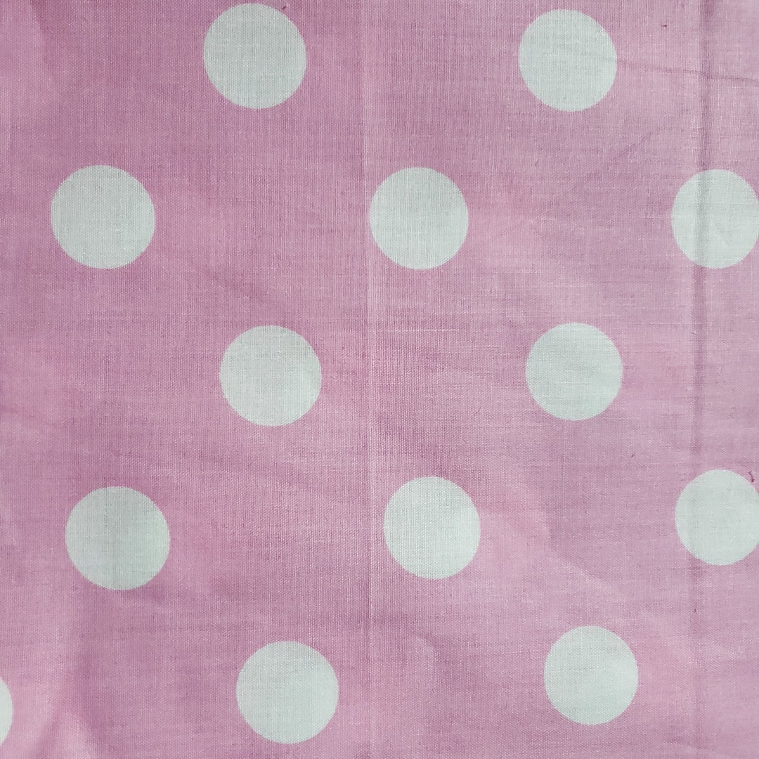 One Inch Polka Dot White on Baby Pink Print Poly Cotton Fabric 58" by ...