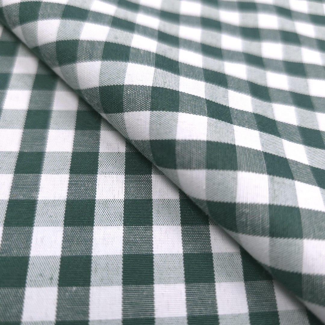 Hunter Green Gingham Fabric by the Yard | 1/4" Small Check Poly Cotton ...
