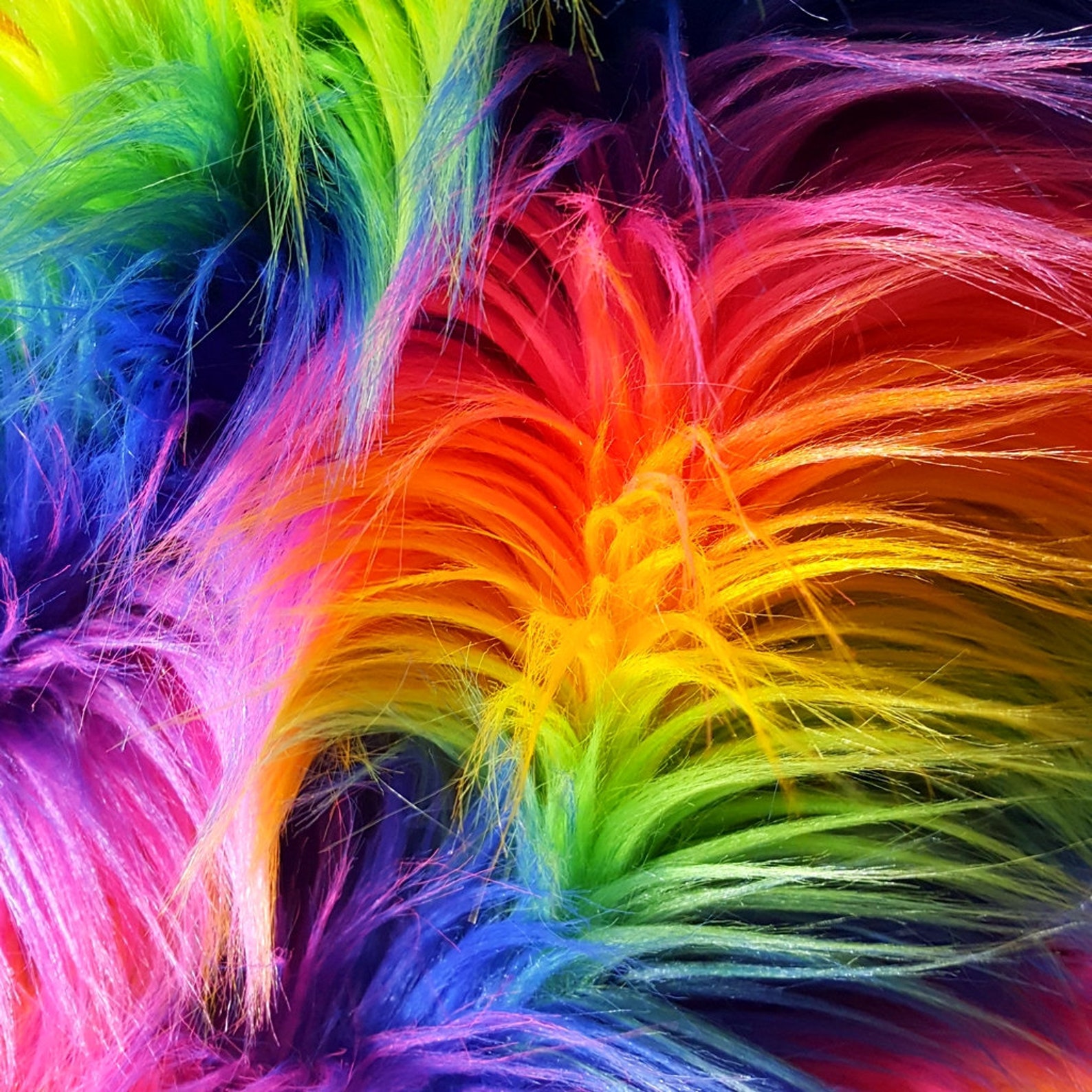 Rainbow Stripe Faux Fur Fabric by the Yard or Half Yard Extra Long Pile ...