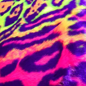Neon RAINBOW Cheetah Leopard Faux Fur Fabric 62" by the Half or Full ...