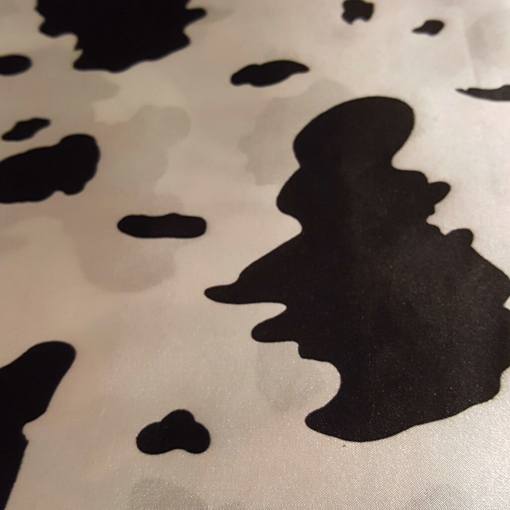 Cow Print Satin Charmeuse Fabric 58 By The Yard Black | Etsy