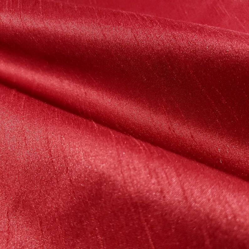 Dupioni Faux Silk Ruby Red Fabric 58" by the Yard | Vibrant Crimson for ...