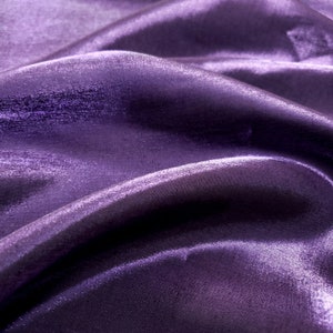 Plum Eggplant Purple Metallic Shimmer Cotton Satin Fabric 58" by the ...