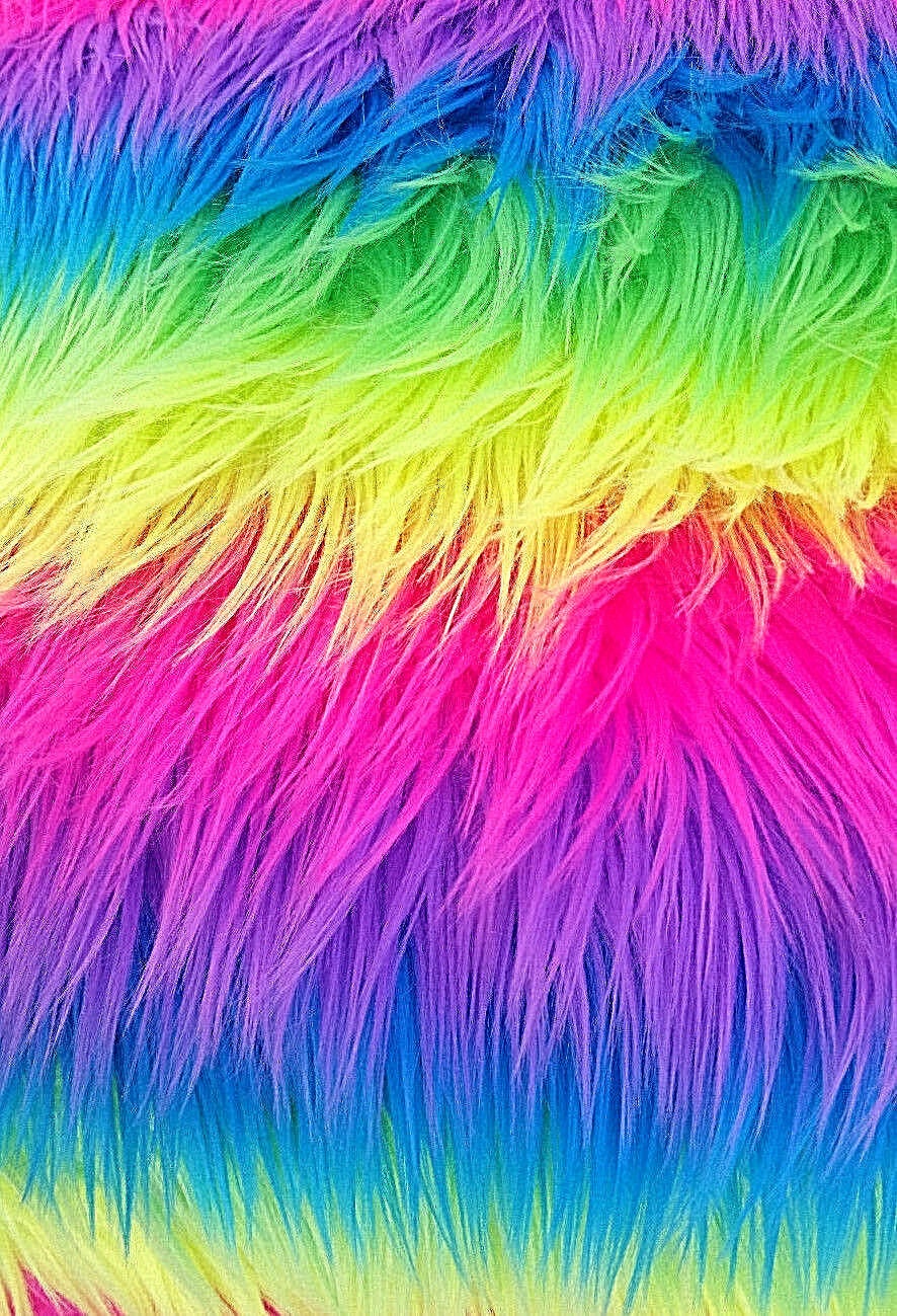 Neon Rainbow Stripe Faux Fur Fabric by the Yard or Half Yard - Etsy