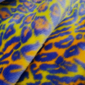 Neon GRAPE SHERBERT Cheetah Leopard Faux Fur Fabric 62" by the Half or ...