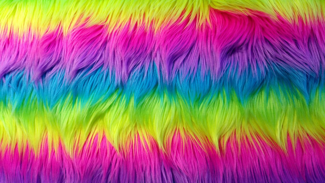 Neon Rainbow Stripe Faux Fur Fabric by the Yard or Half Yard - Etsy