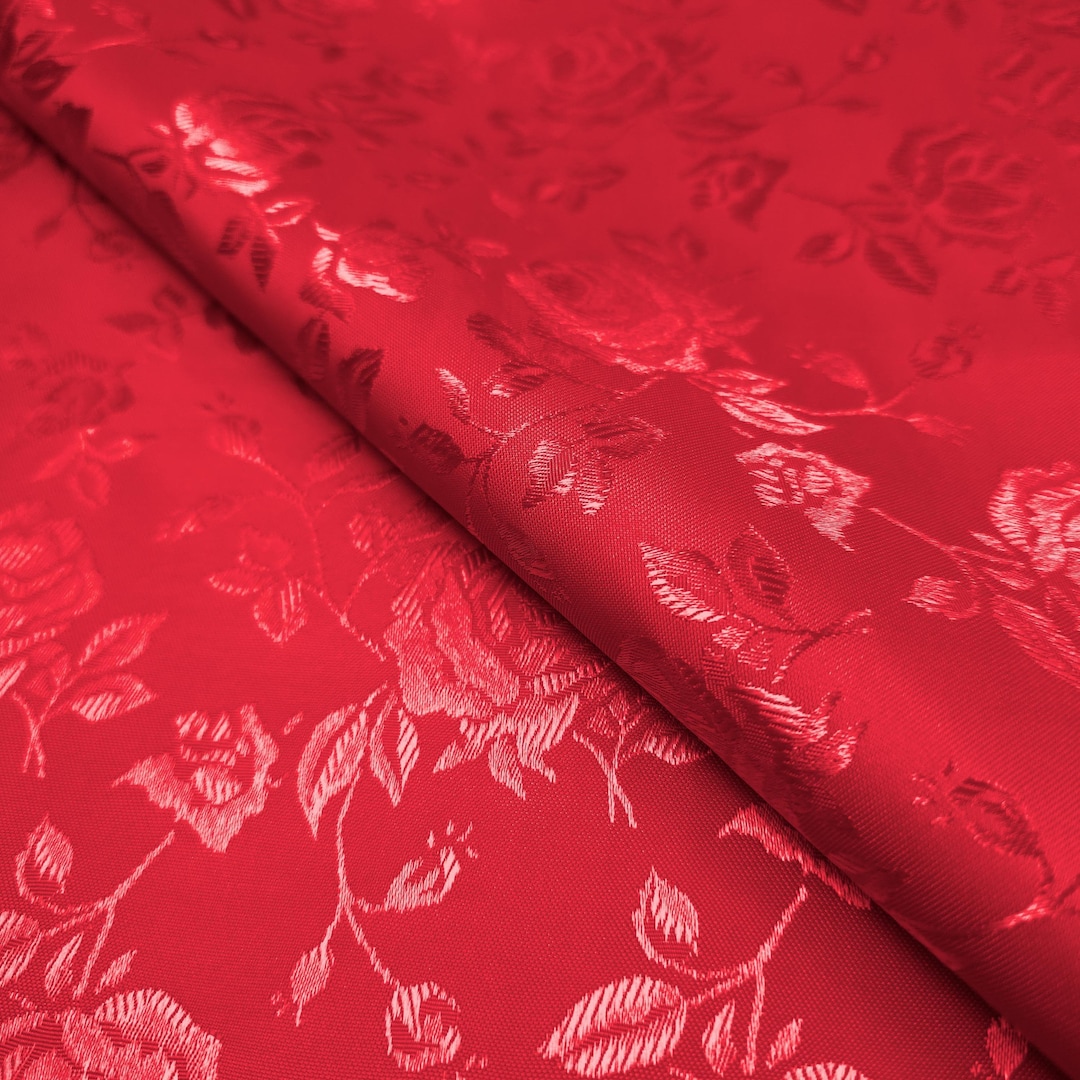 Red Empress Rose Brocade Fabric by the Yard | Reversible Jacquard for ...