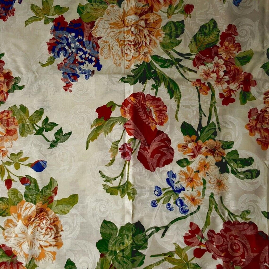 Classic Victorian Floral Chintz Damask Poly Cotton Print Fabric 58" by ...
