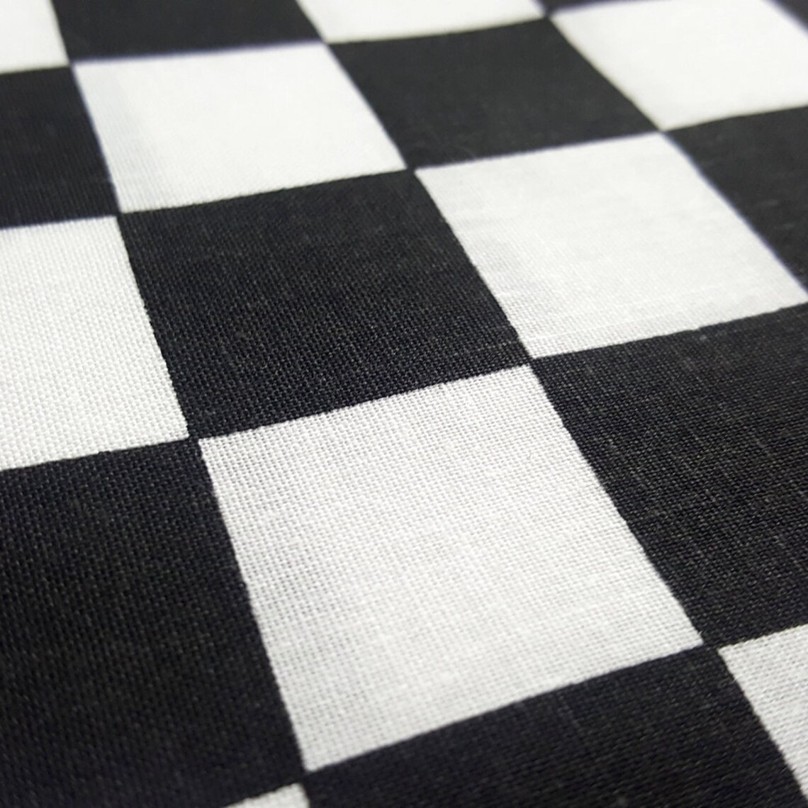 1 Inch Black White Checkered Poly Cotton Fabric 58" by the Yard Black ...