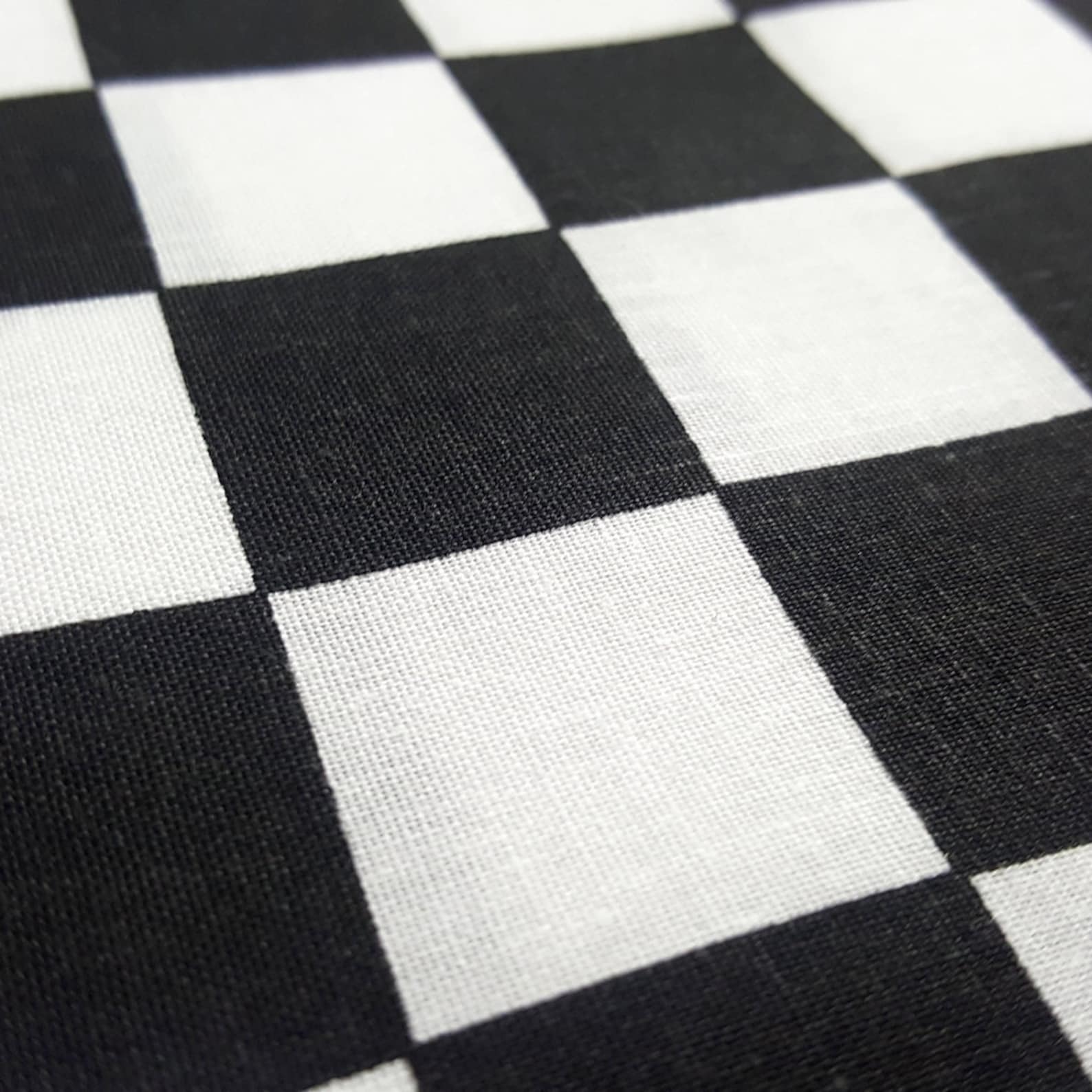 1 Inch Black White Checkered Poly Cotton Fabric 58" by the Yard Black ...