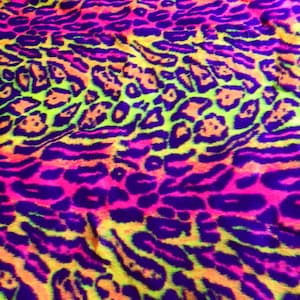 Neon RAINBOW Cheetah Leopard Faux Fur Fabric 62" by the Half or Full ...