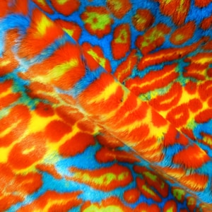 Neon HOT LAVA Cheetah Leopard Faux Fur Fabric 62" by the Half or Full ...