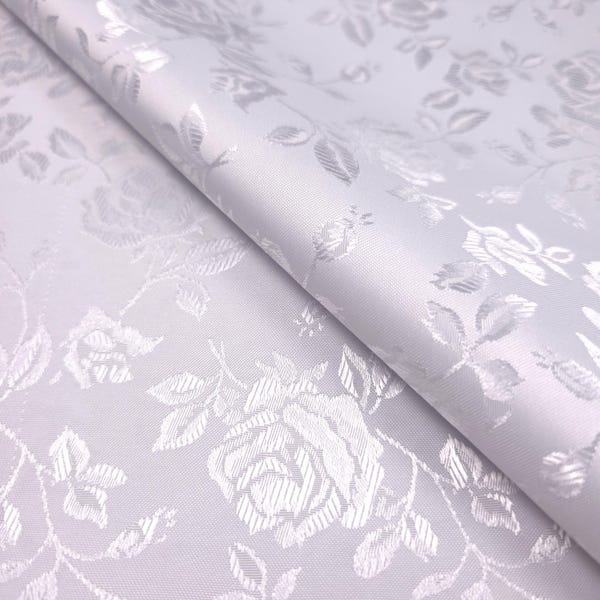 White Brocade - Etsy