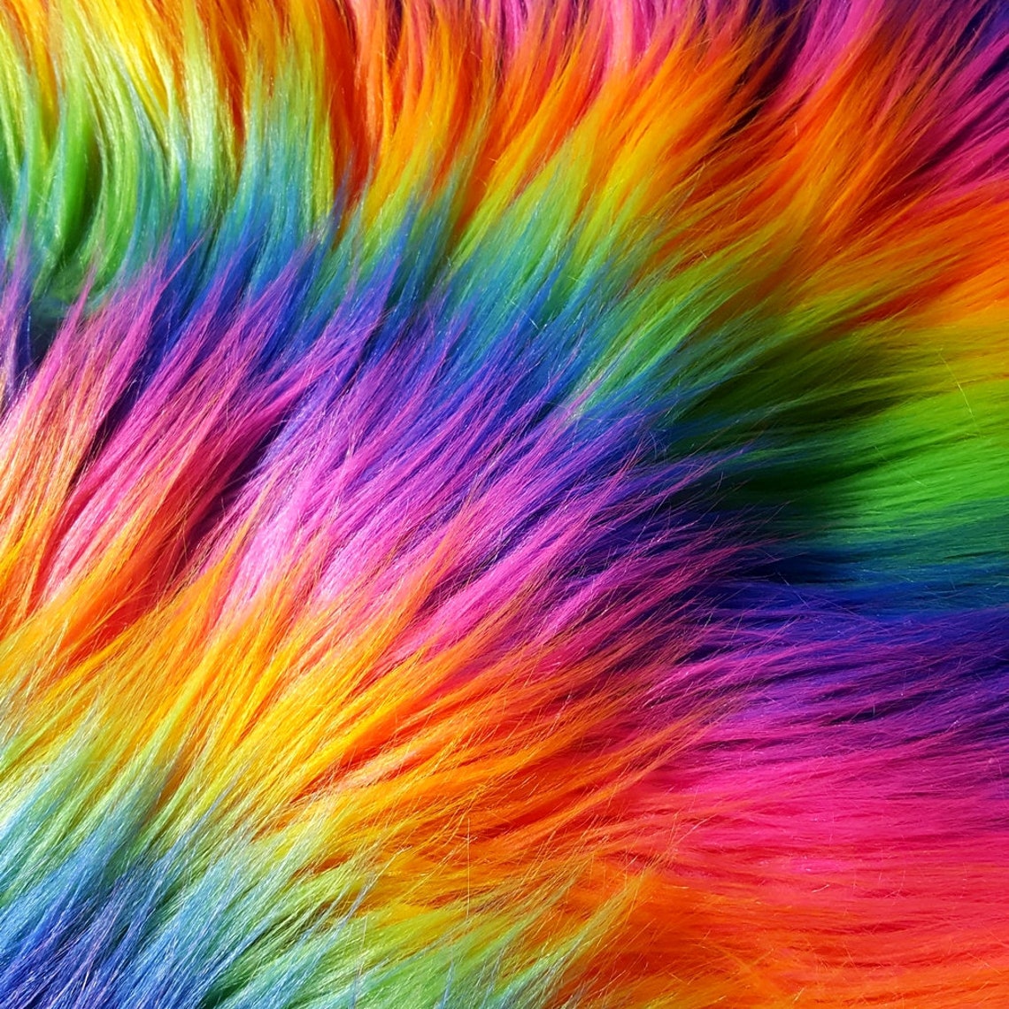 Rainbow Stripe Faux Fur Fabric By The Yard Or Half Yard Extra | Etsy