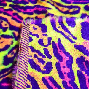 Neon RAINBOW Cheetah Leopard Faux Fur Fabric 62" by the Half or Full ...