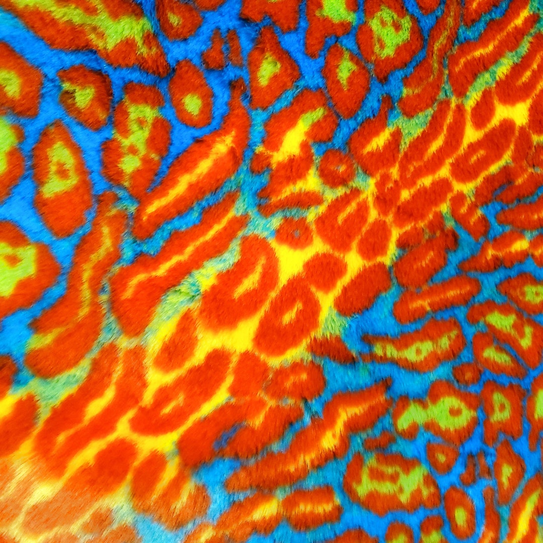 Neon HOT LAVA Cheetah Leopard Faux Fur Fabric 62" by the Half or Full ...
