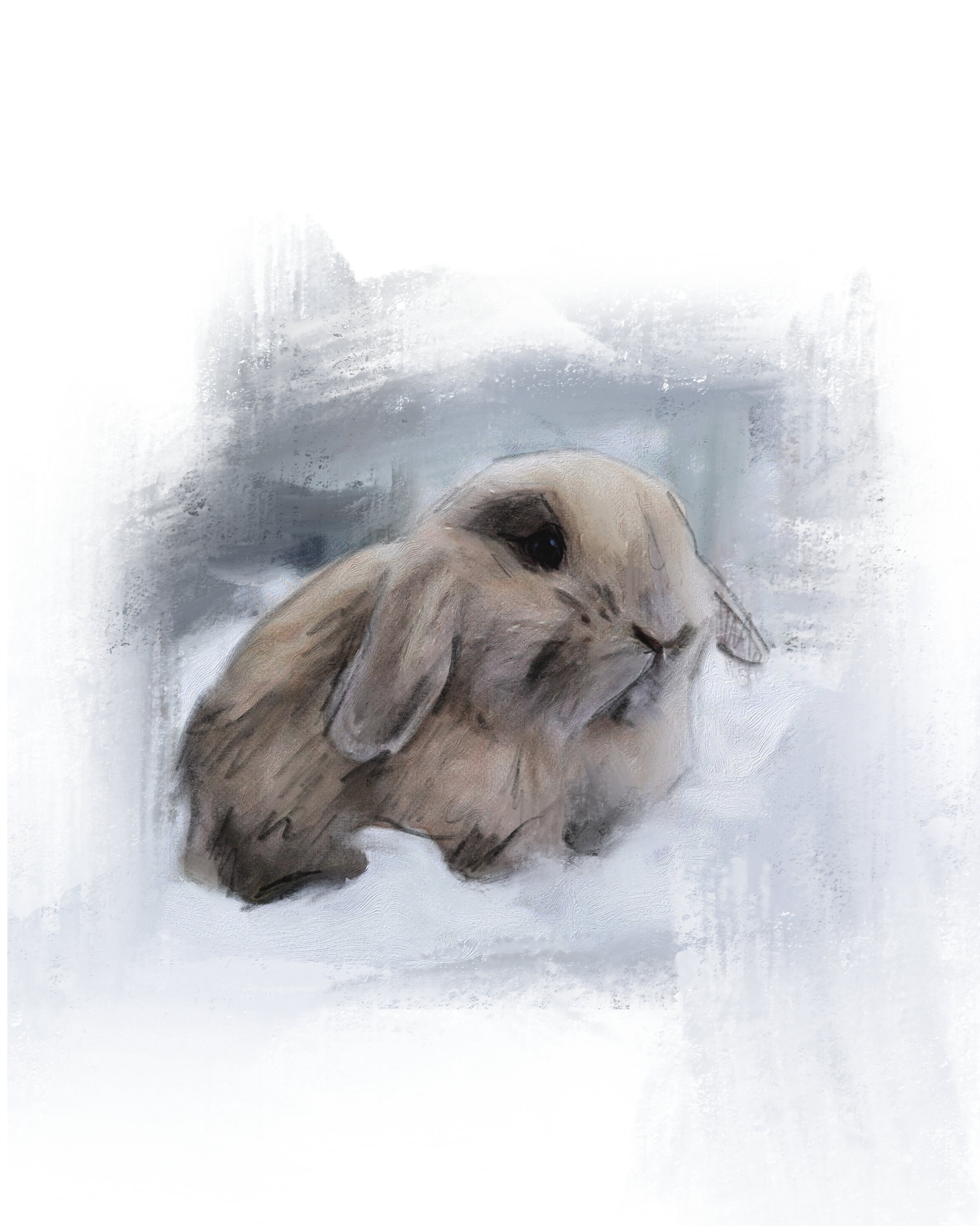 Winter Bunny Illustration Wall Art Home Decor | Etsy