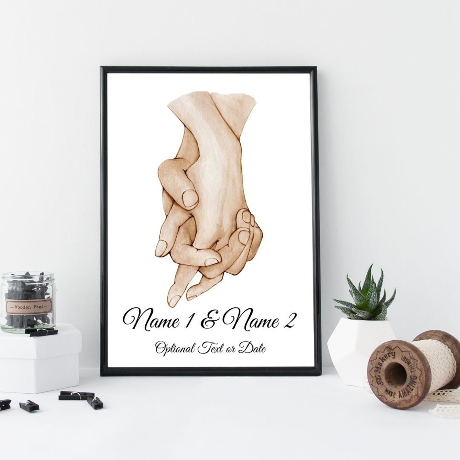 Personalised Holding Hands Print, in Love Decor, Holding Hands Poster ...