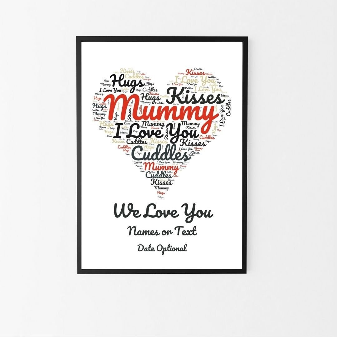 Mummy Personalised Word Art, Mummy We Love You, Home Decor, Hugs ...