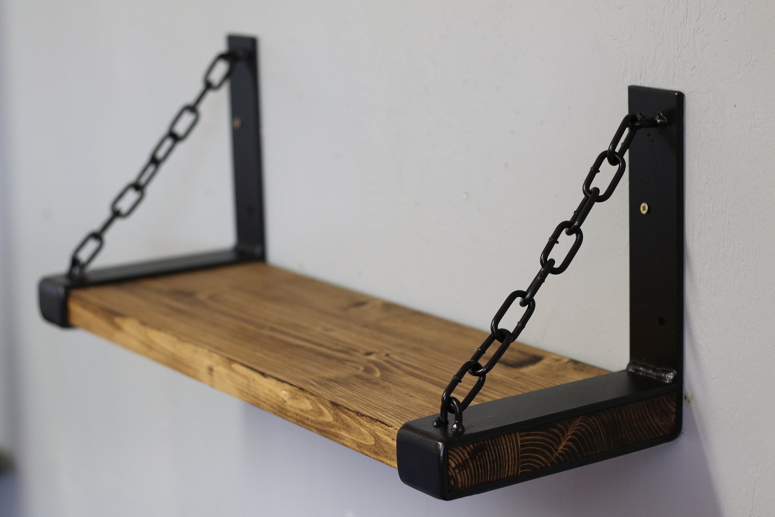 Floating Shelf With Chain Brackets Rustic Shelves Metal | Etsy