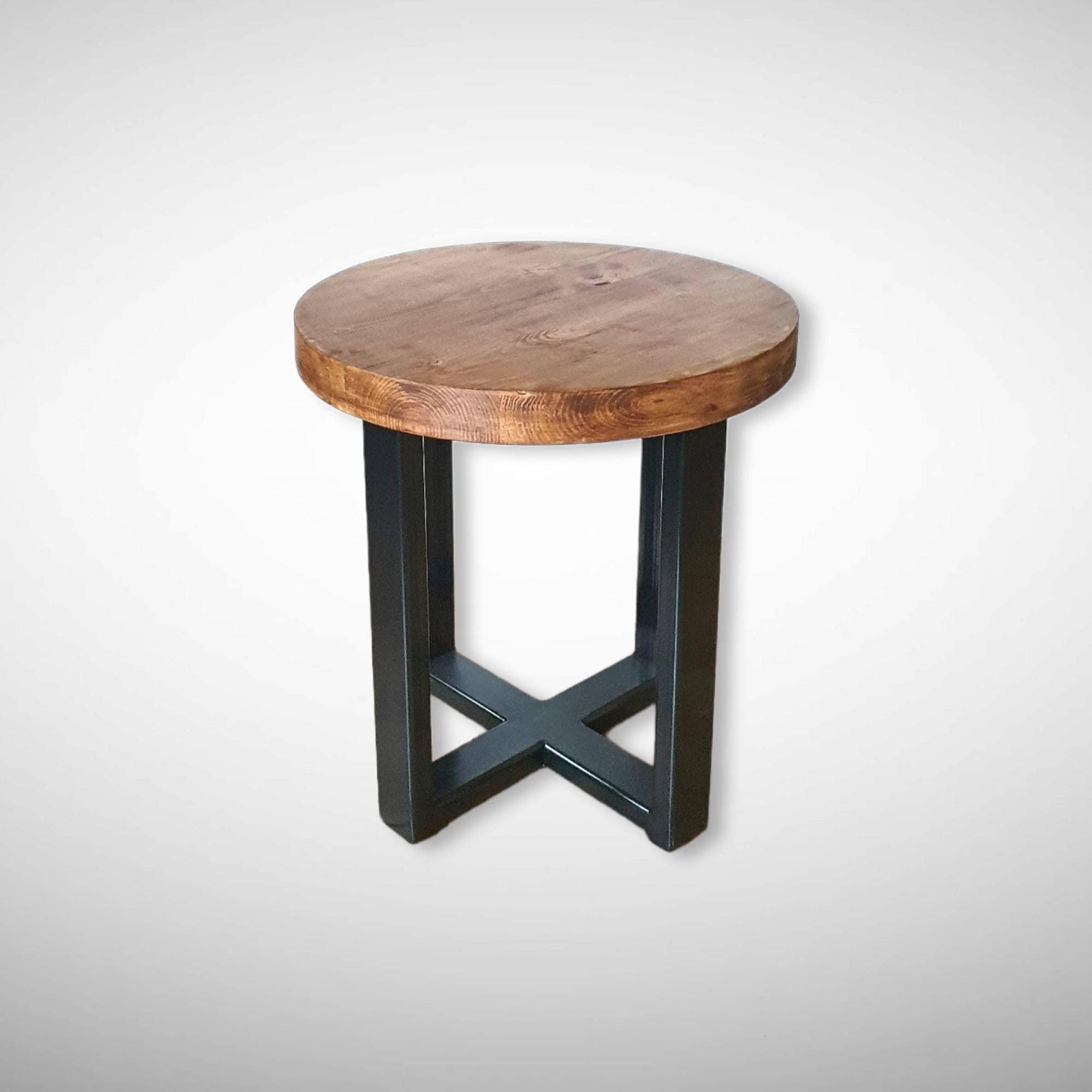 Industrial Style Side Table with Oak Top — STEELWOOD CRAFT