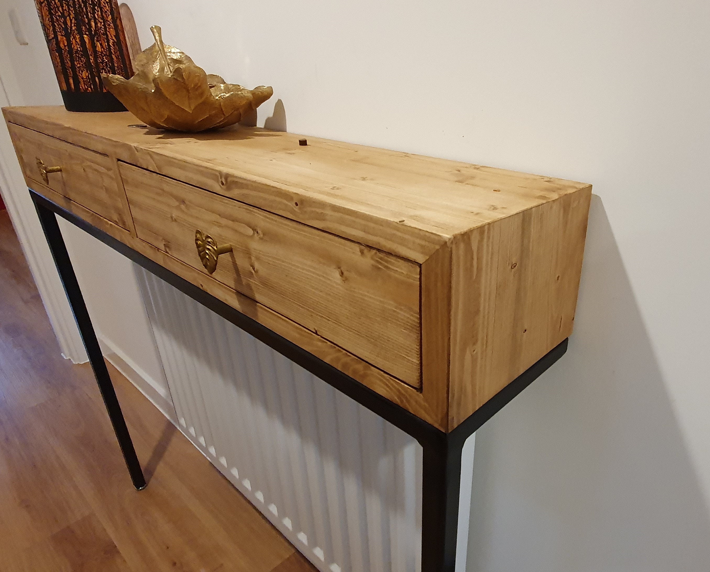 Over radiator table with drawers store