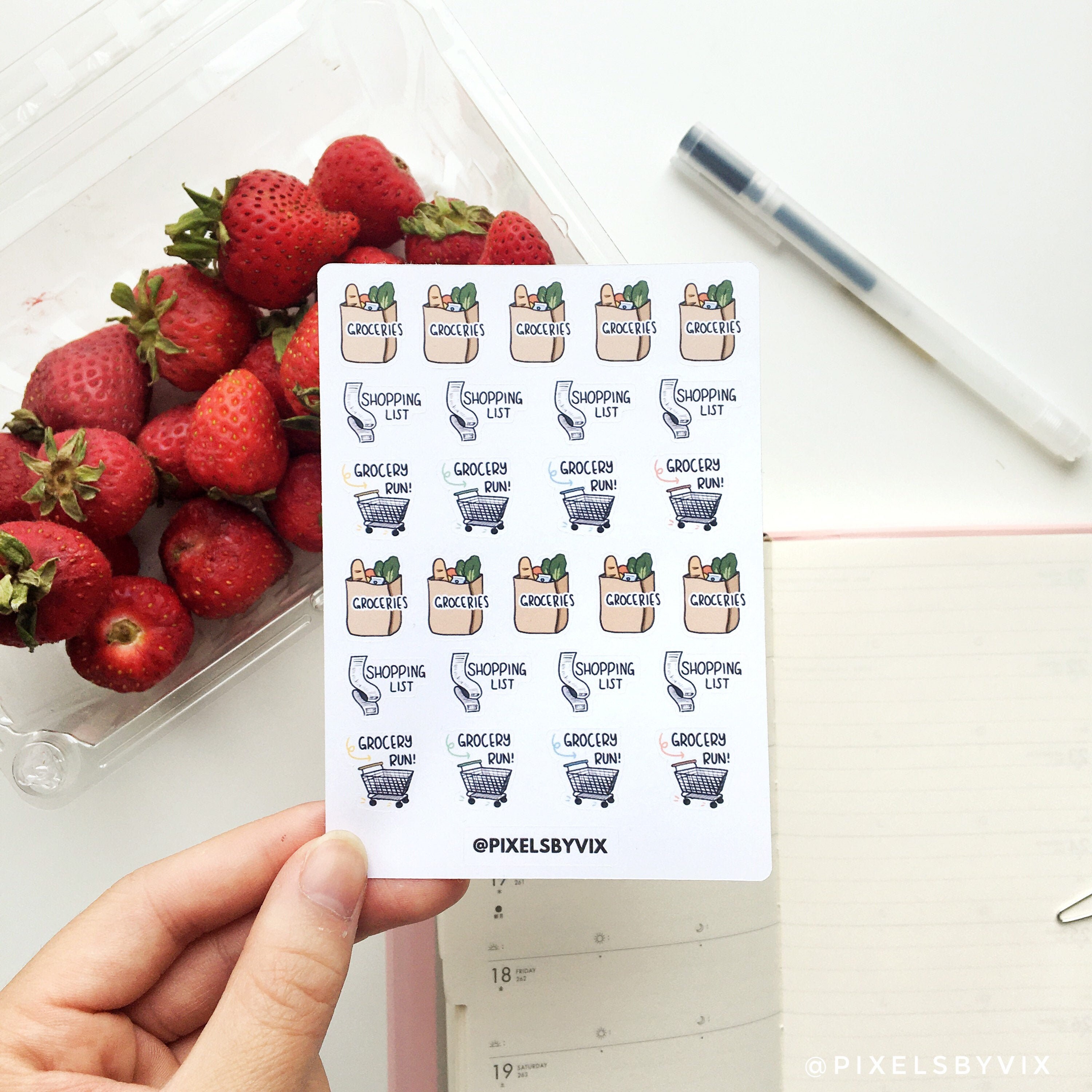 Grocery Order Grocery Shopping Stickers Planner Sticker Sheet Paper ...