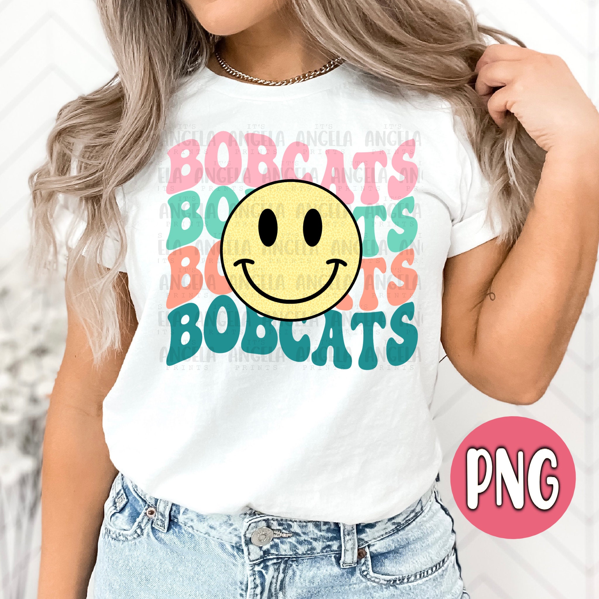 Bobcats Groovy Retro Wavy Smiley Happy Face School Spirit - Etsy