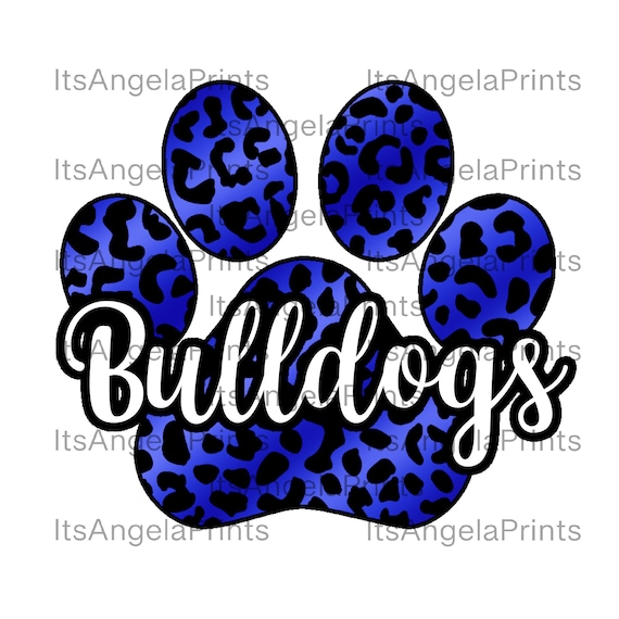 Bulldogs Paw Print Leopard Ombre Blue Out Football Cheer - Etsy