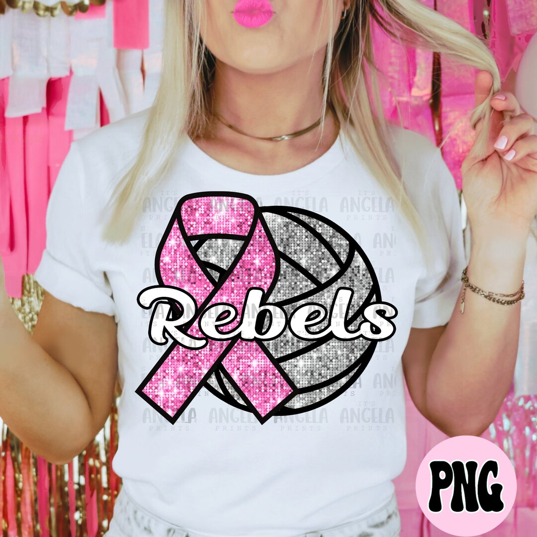 PNG Rebels Faux Bling Glitter Pink Out Breast Cancer Awareness Ribbon ...