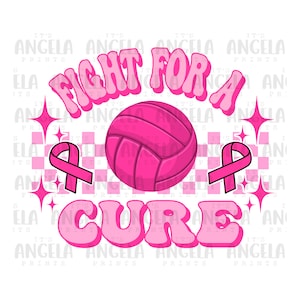 PNG Volleyball Pink Out Breast Cancer Awareness Groovy Checkered Preppy ...