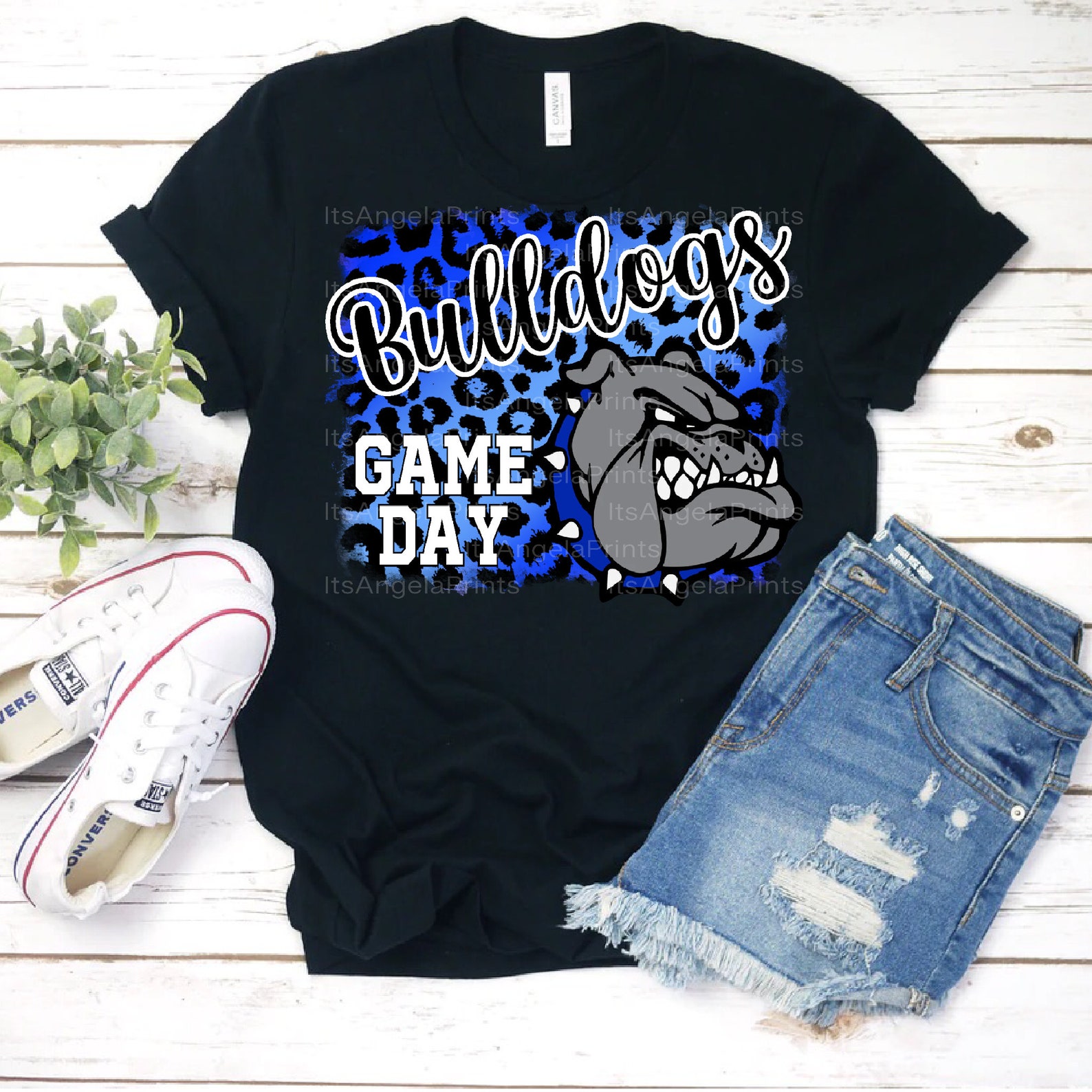 Bulldogs Blue Leopard Ombre Game Day Mascot Football - Etsy