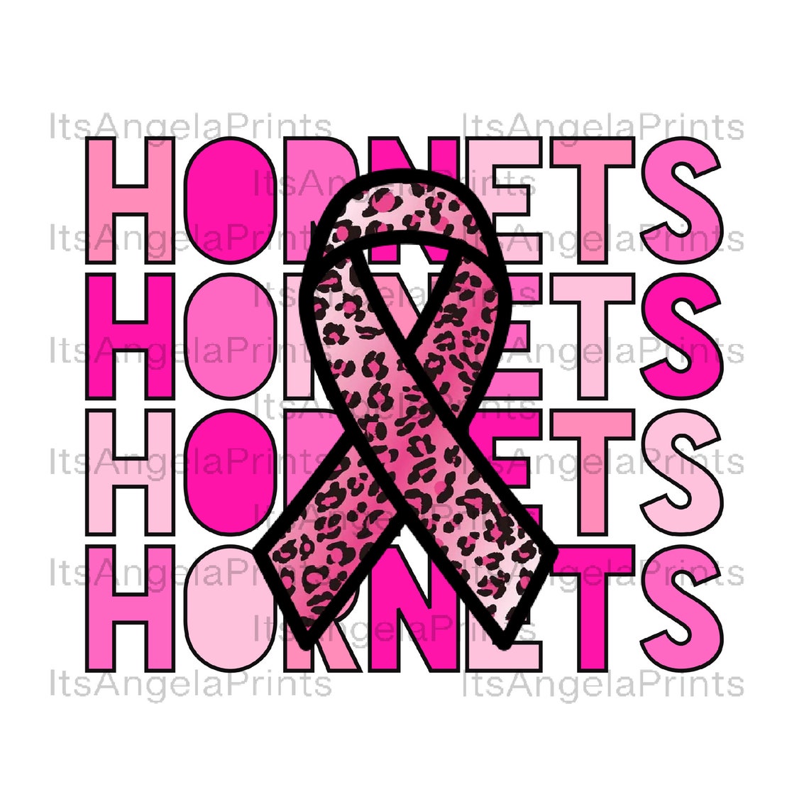 Hornets Stacked Breast Cancer Awareness Pink Leopard Ribbon - Etsy