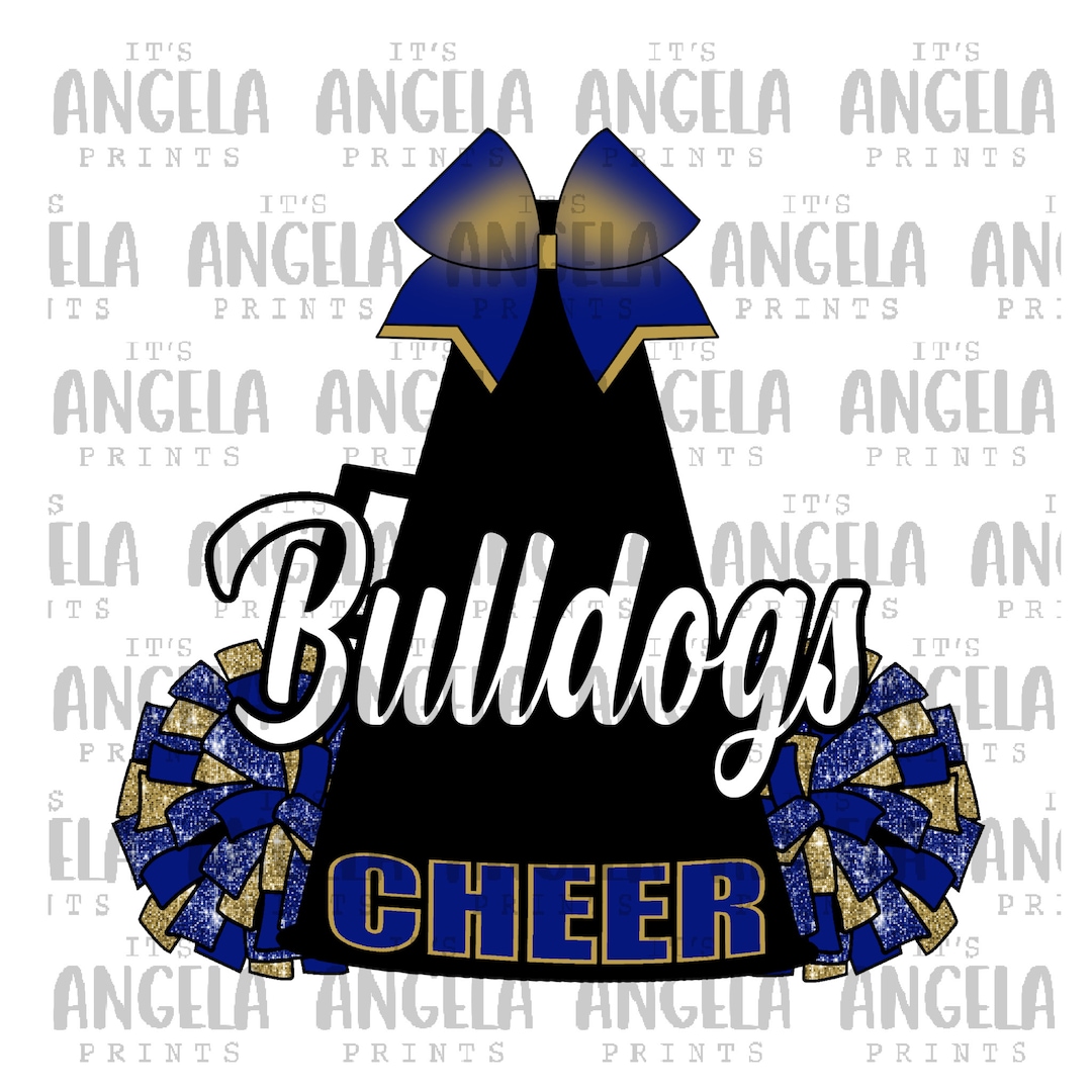 PNG Bulldogs Navy Blue Gold Cheer Pom Bow Megaphone Mascot Cheerleader ...