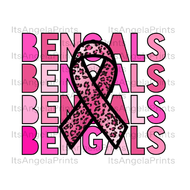 Bengals Stacked Breast Cancer Awareness Pink Leopard Ribbon - Etsy