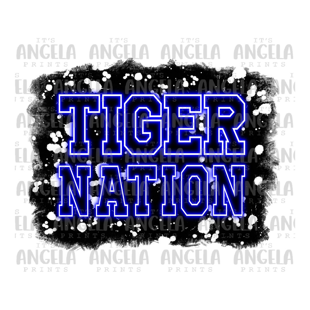 PNG Tiger Nation Blue Neon Lights School Spirit Team Custom Mascot ...