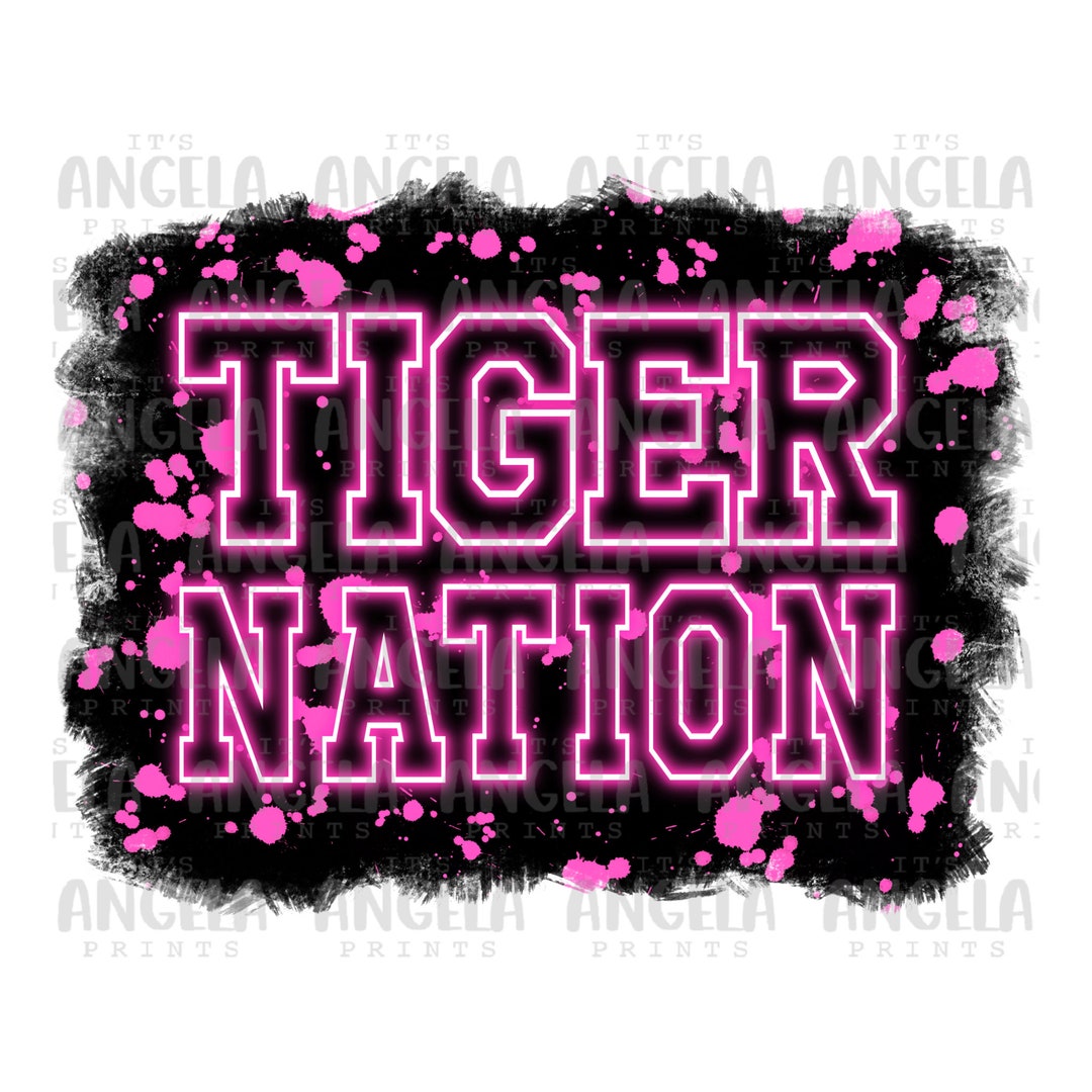 PNG Tiger Nation Pink Neon Lights School Spirit Team Custom Mascot ...