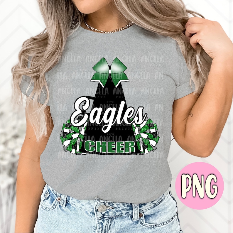 PNG Eagles Green Cheer Pom Bow Megaphone Mascot Cheerleader - Etsy