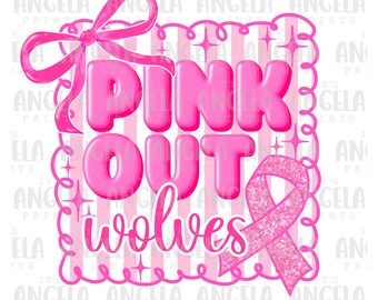 PNG Wolves Pink Out Breast Cancer Awareness Coquette Preppy Bows School ...